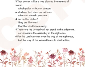 Psalm 1 Scripture Memorization Printable, Psalm 1 Bible Memory, Psalm 1 ...