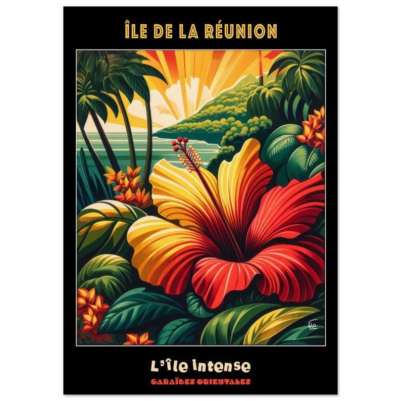 Île de la réunion affiche, reunion poster, print, île de la réunion ...