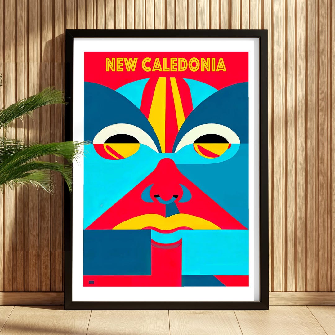 Abstract New Caledonia | Geometric Island Art | Tropical Totem Poster ...