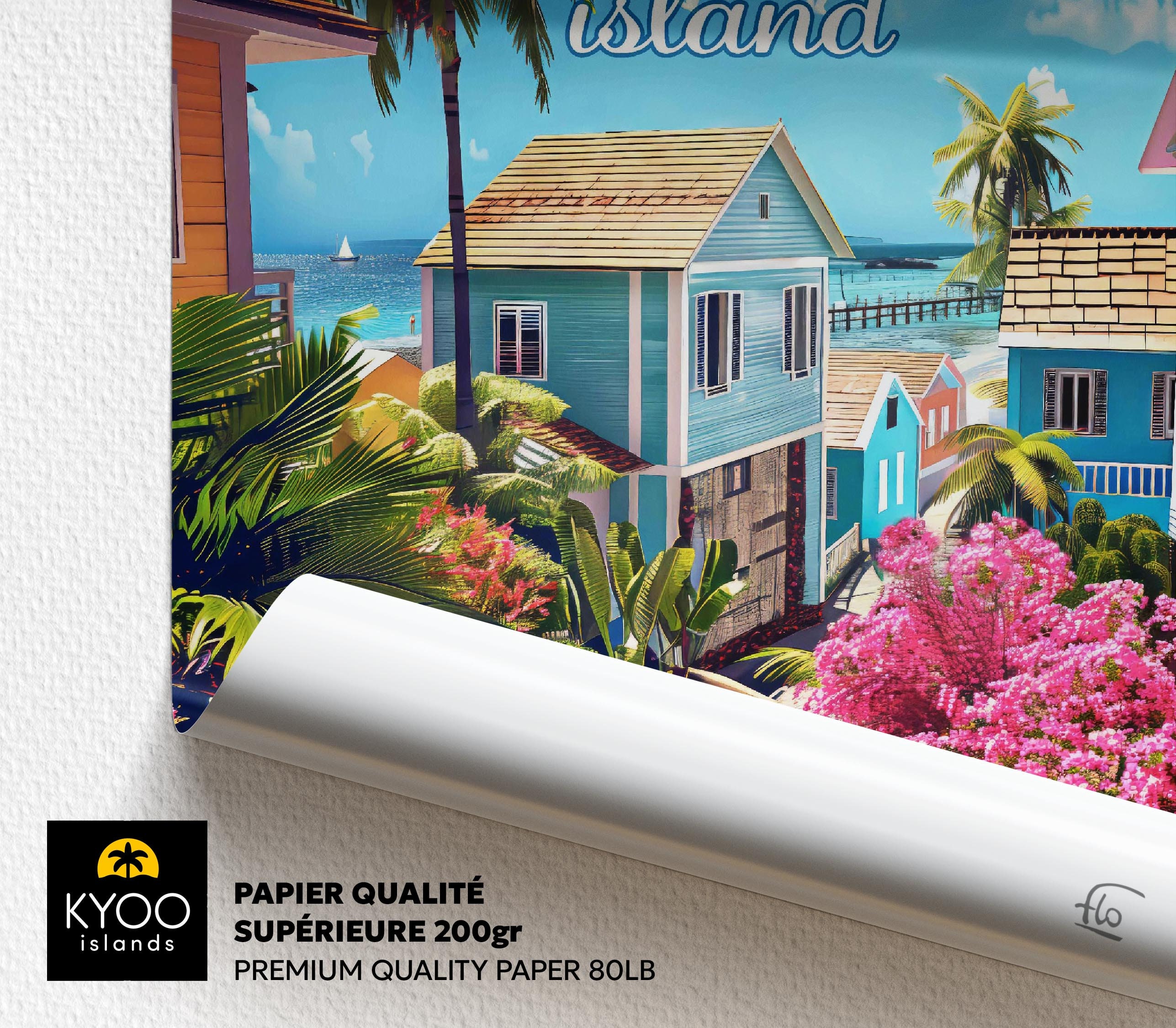 Paradise Island Poster - Colorful Beach Houses Art - Tropical Town ...