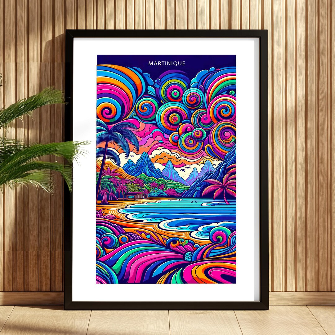 Psychedelic Island Paradise | Caribbean Modern Art | Colorful Tropical ...