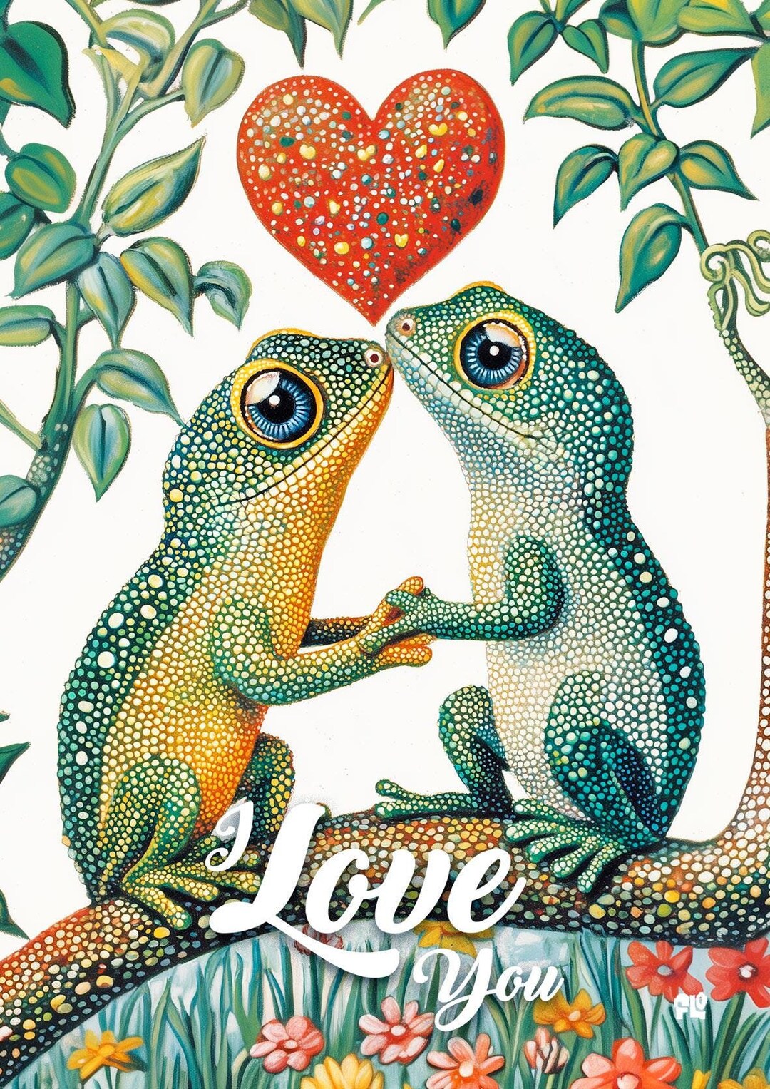Geckos in Love 4 Artistic Island Maps Love Illustration Art Collection ...
