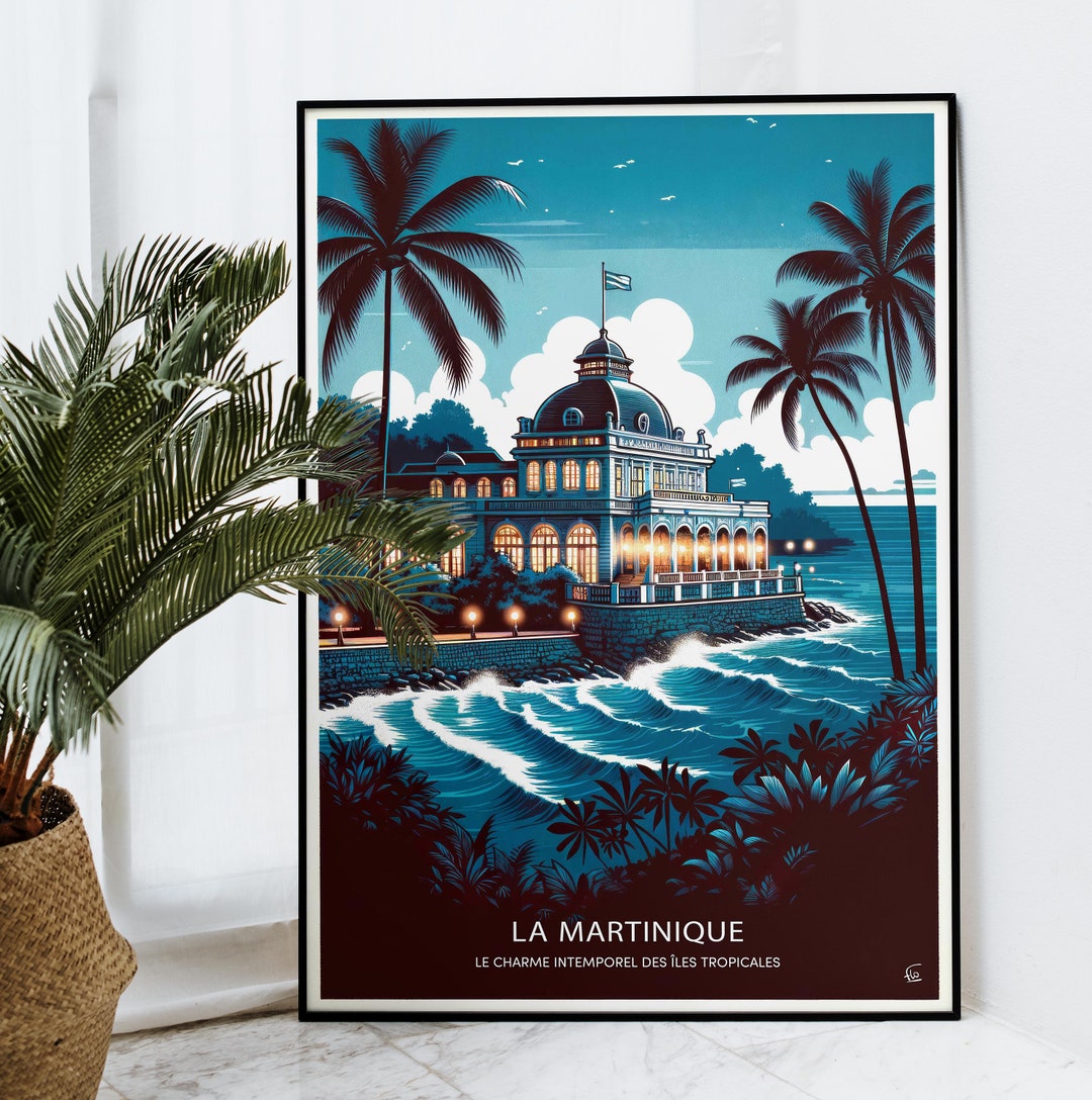 Martinique Seaside Art Poster Illustration Wall Art H7658K - Etsy