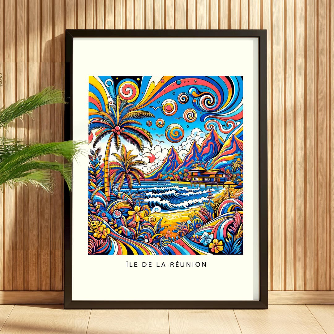 Psychedelic Island Paradise | Caribbean Modern Art | Colorful Tropical ...