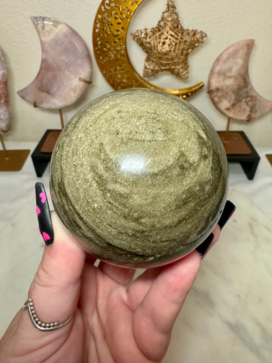 Golden Obsidian Sphere - Etsy