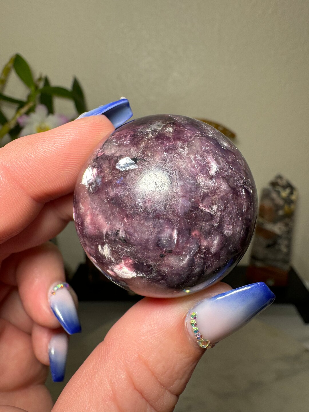 Flashy Gem Lepidolite Sphere - Etsy