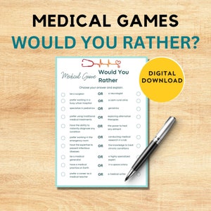 Medical Game Printable Would You Rather | Party Game for Nurses Doctors ...