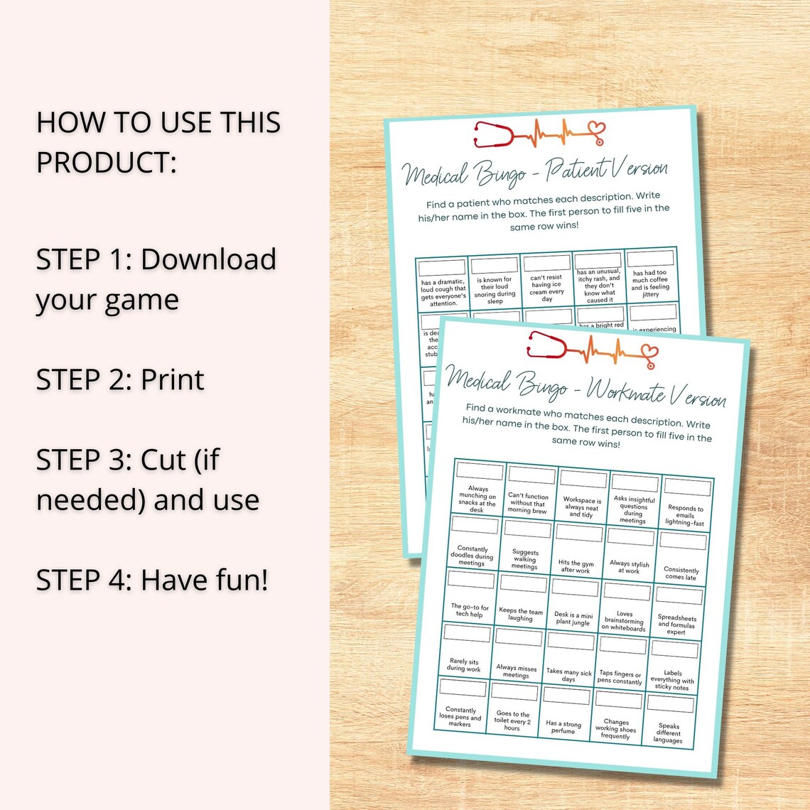 Medical Bingo Printable Game | Game for Nurses Doctors | Nurses Party ...