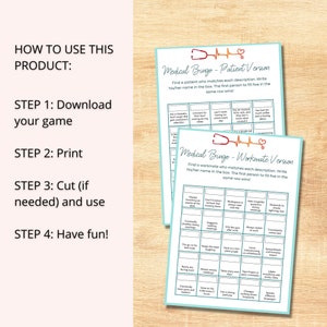 Medical Bingo Printable Game | Game for Nurses Doctors | Nurses Party ...