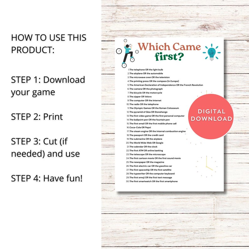 Which Came First Trivia Game | Printable Pop Culture Quiz | Ice Breaker ...