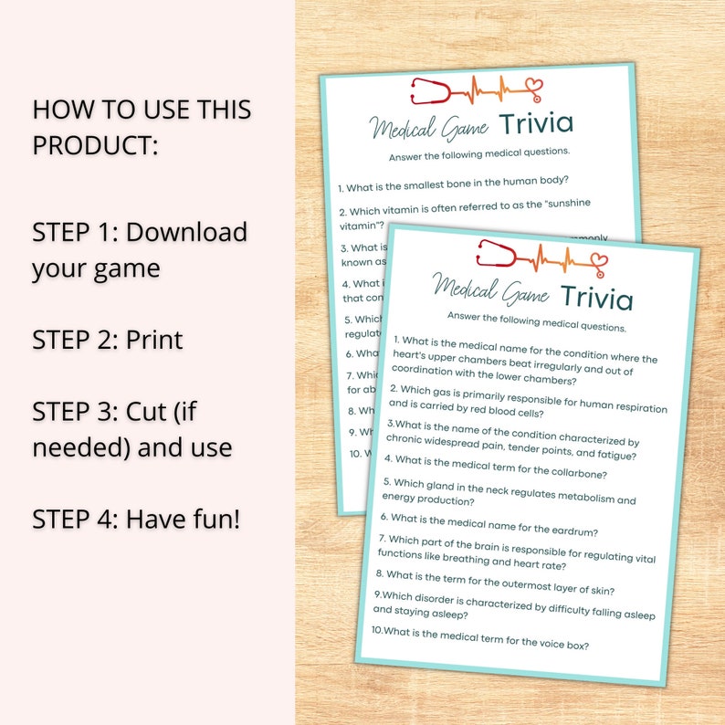 Medical Trivia Game|printable Medical Games Party|nurse Doctor Games ...