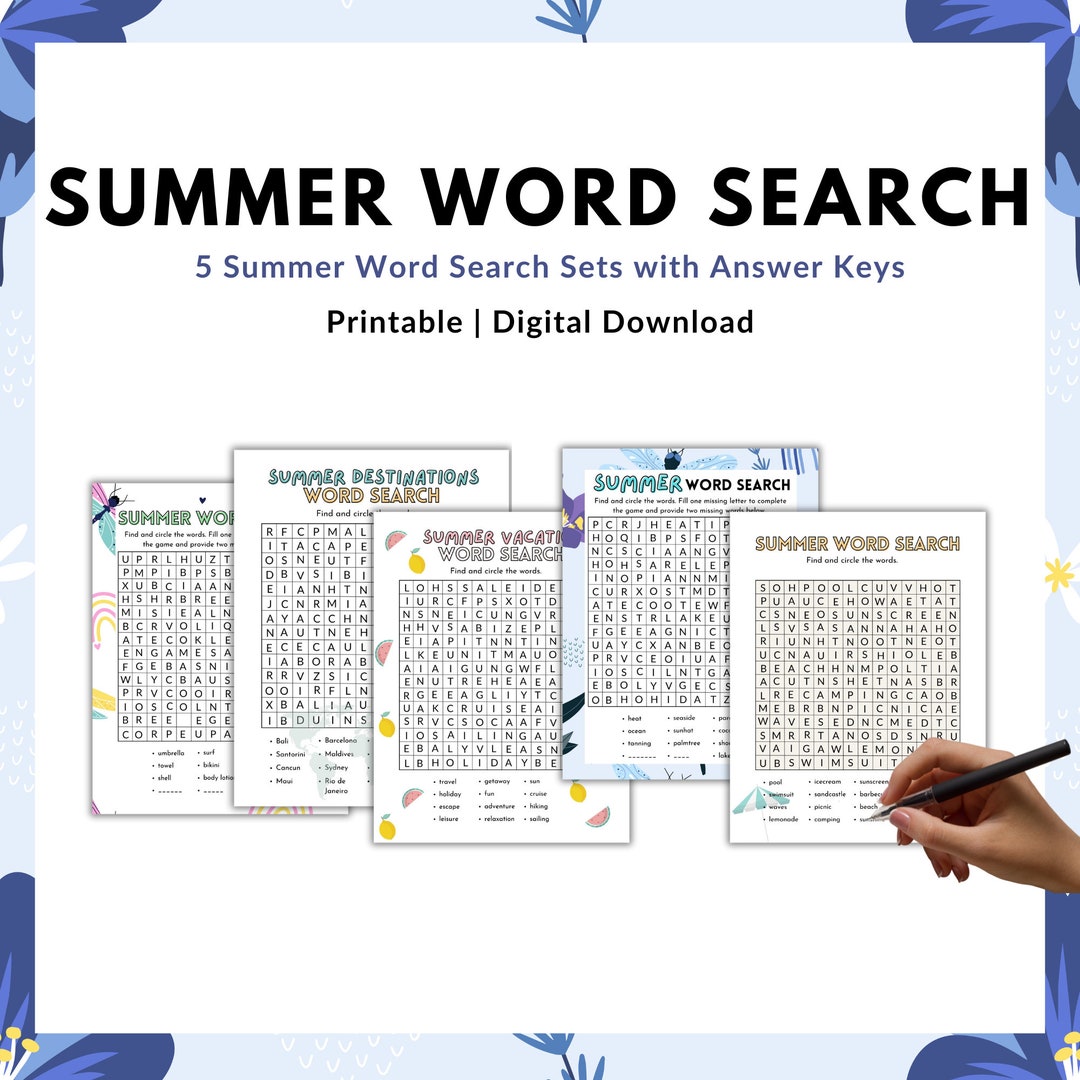 Summer Word Search Printable | Fun Summer Games | Summer Printable ...
