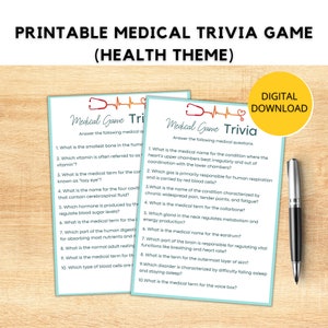 Medical Trivia Game|printable Medical Games Party|nurse Doctor Games ...