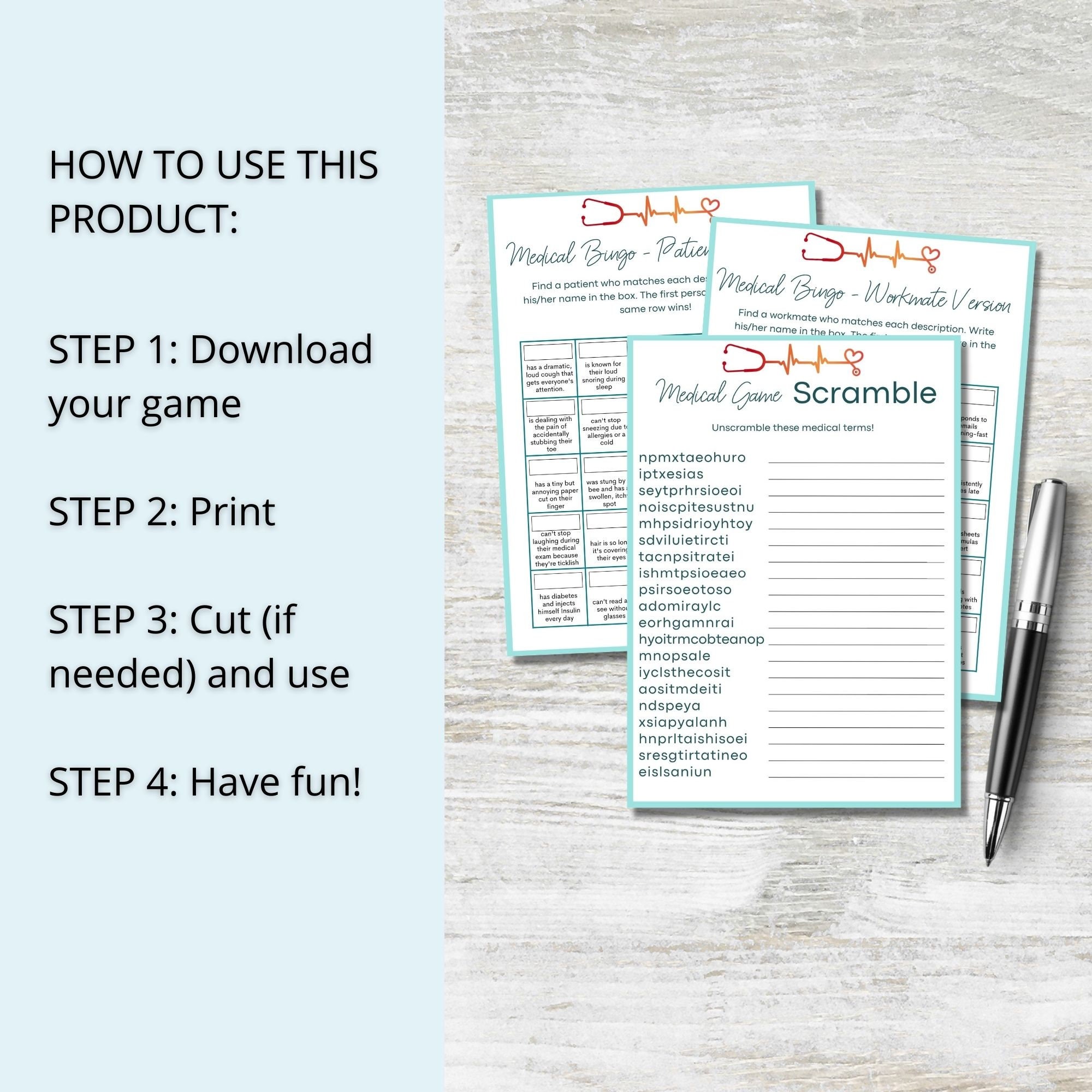 Medical Game Bundle Printable | Nurses Doctors Party Game | Hospital ...