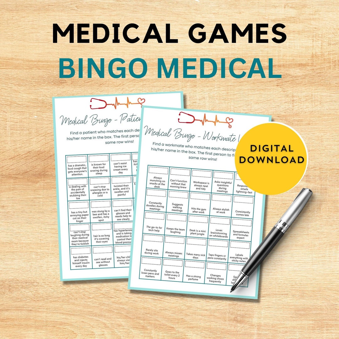 Medical Bingo Printable Game | Game for Nurses Doctors | Nurses Party ...
