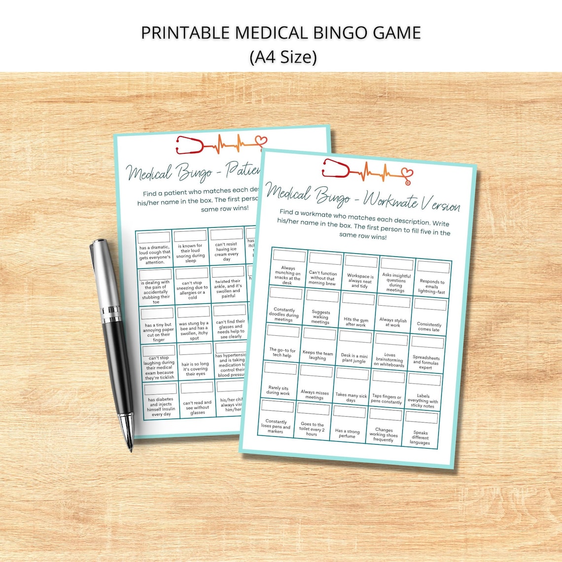 Medical Bingo Printable Game | Game for Nurses Doctors | Nurses Party ...