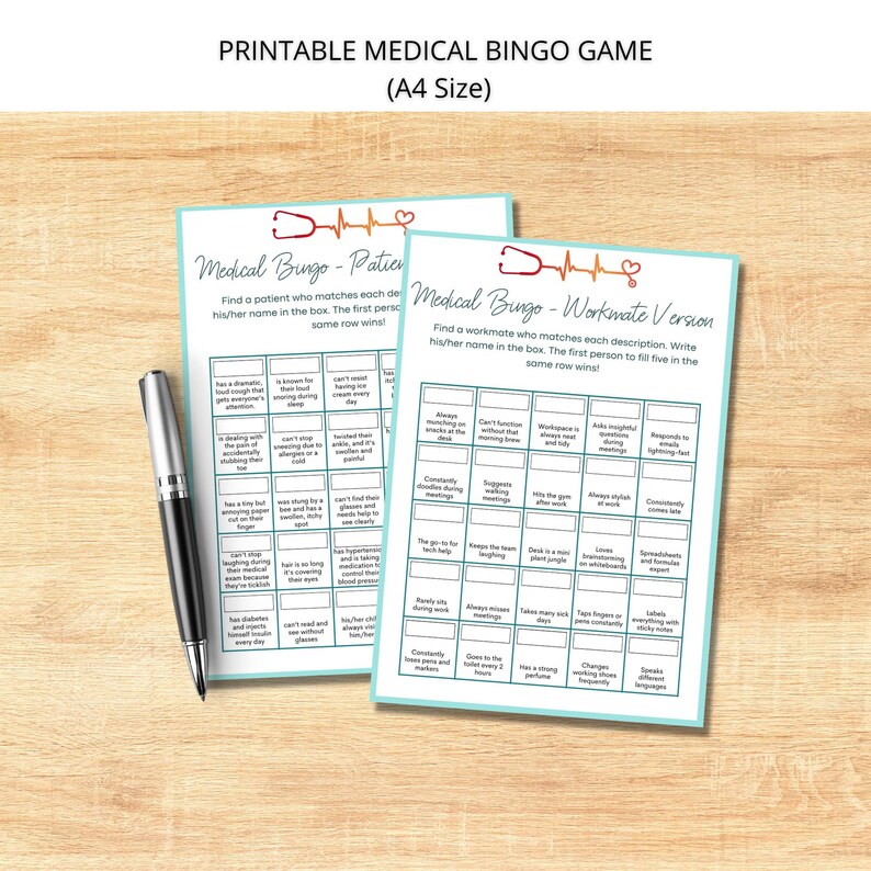 Medical Bingo Printable Game | Game for Nurses Doctors | Nurses Party ...