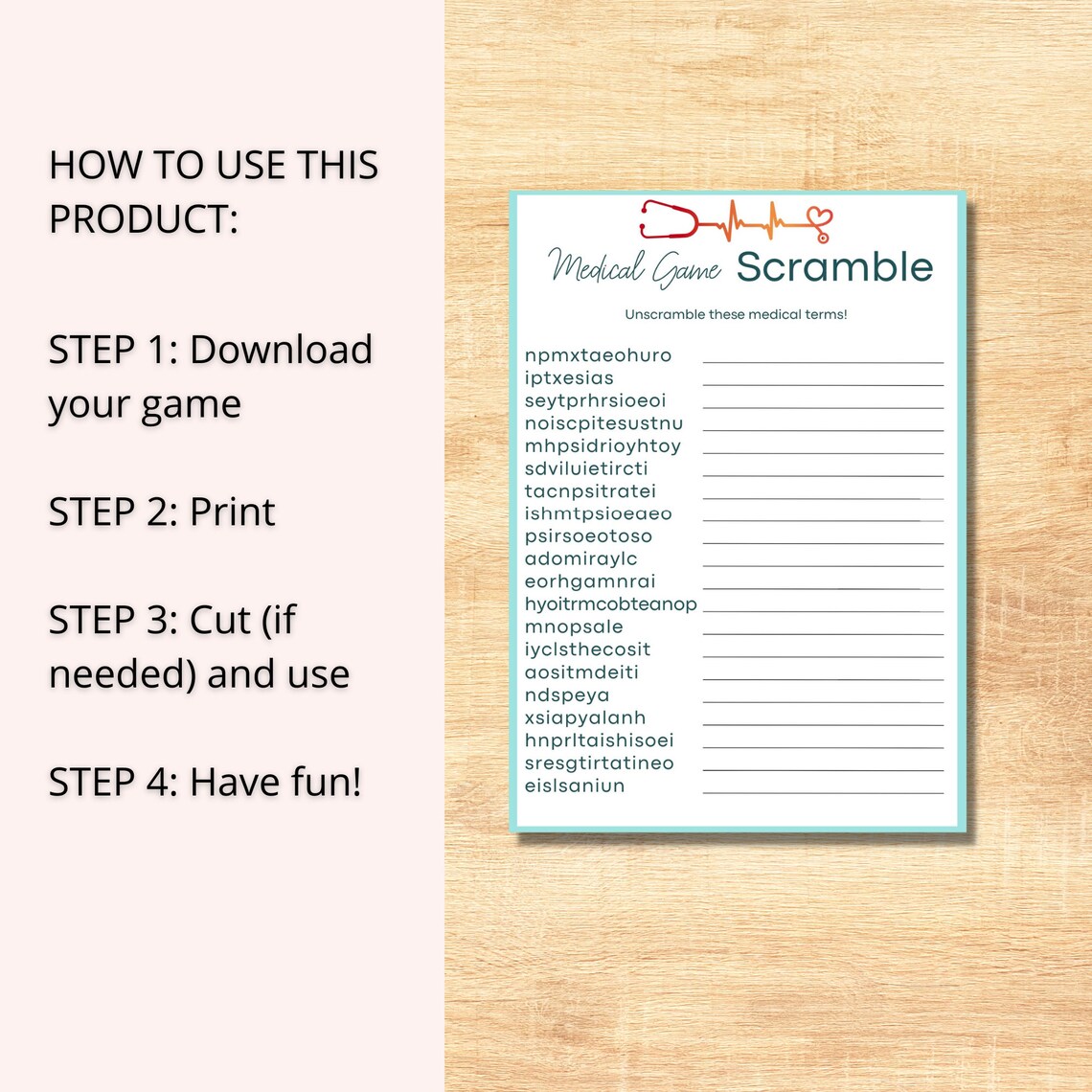 Medical Scramble Word Game | Medical Game for Nurses Doctors |printable ...