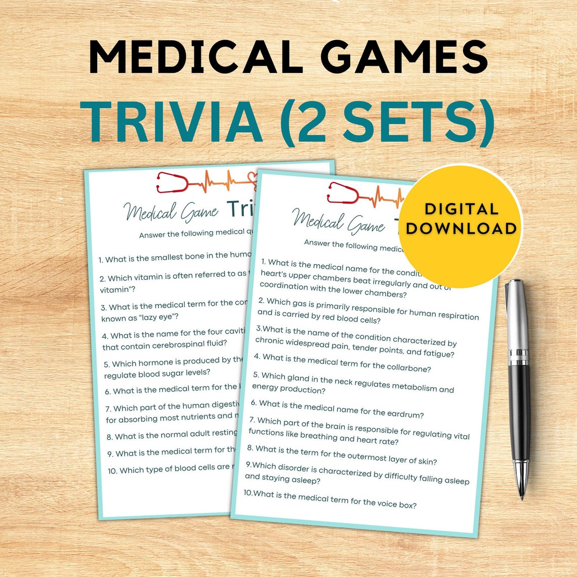 Medical Trivia Game|printable Medical Games Party|nurse Doctor Games ...