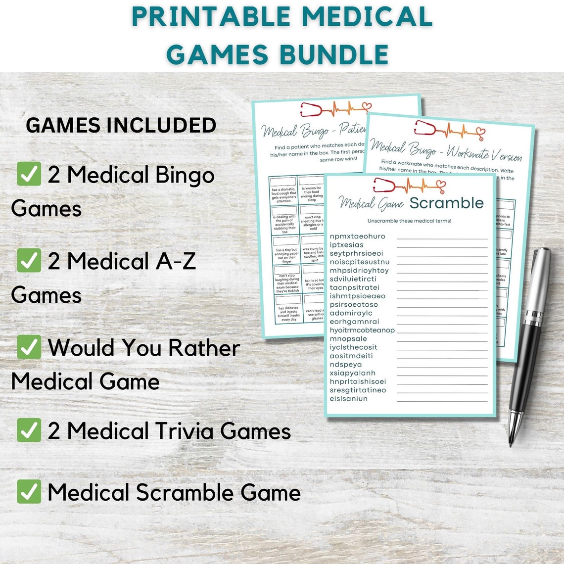 Medical Game Bundle Printable | Nurses Doctors Party Game | Hospital ...
