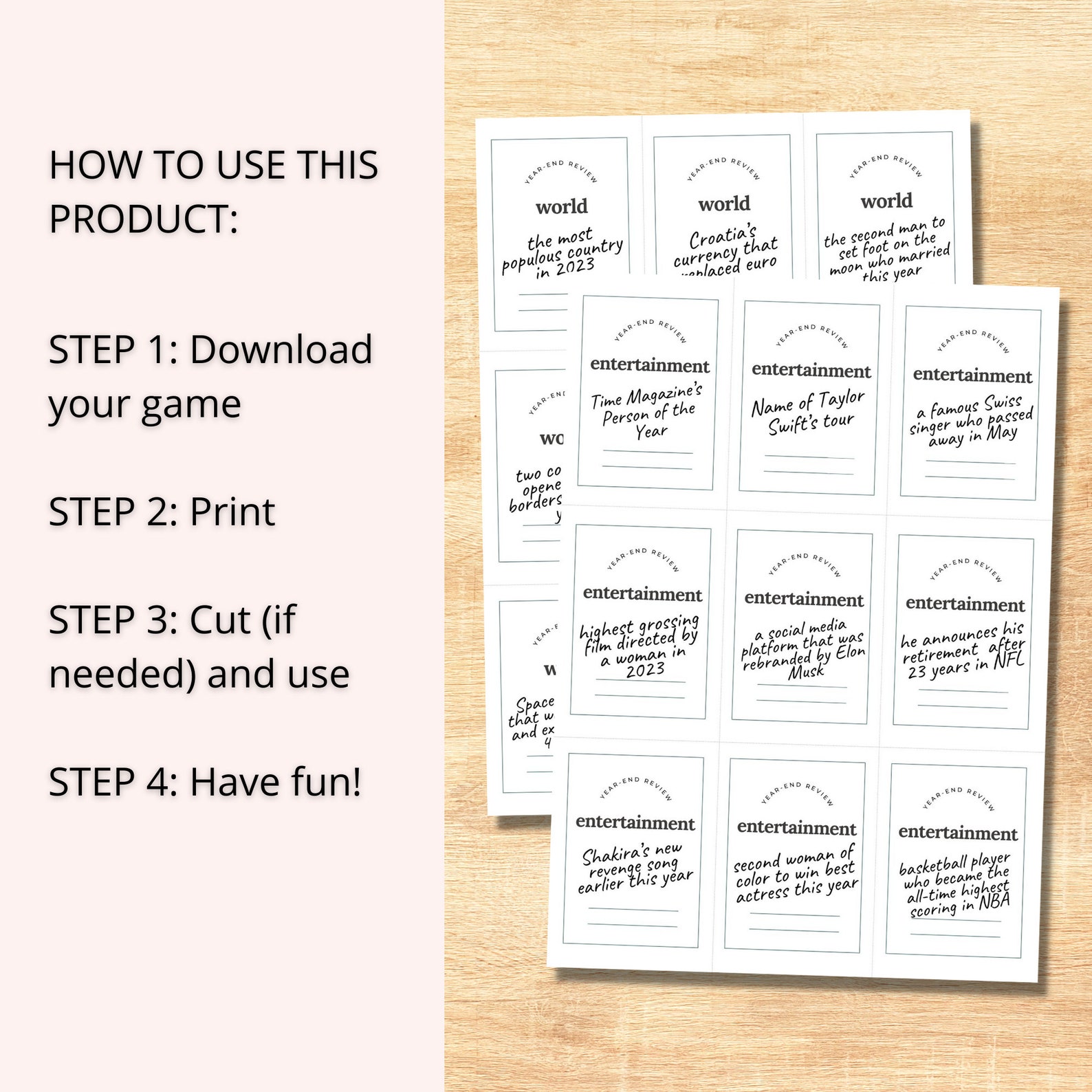 End of the Year 2023 Trivia Game | Quiz Question Family Printable Game ...