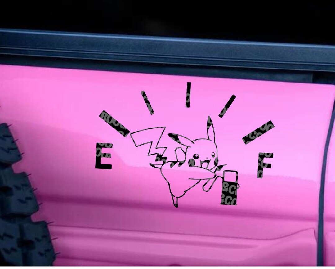 Funny Car Sticker Fuel Cap Gas Cap Car Sticker Yellow Tail Cute Pika ...