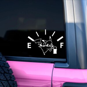 Funny Car Sticker Fuel Cap Gas Cap Car Sticker Yellow Tail Cute Pika ...