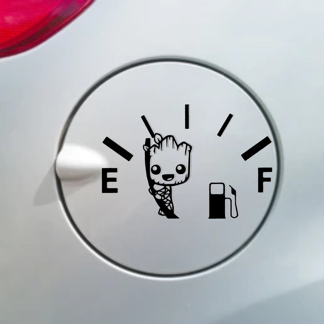 Funny Car Sticker Groot Pulling Back Gas Fuel Cap Car Sticker Colour ...
