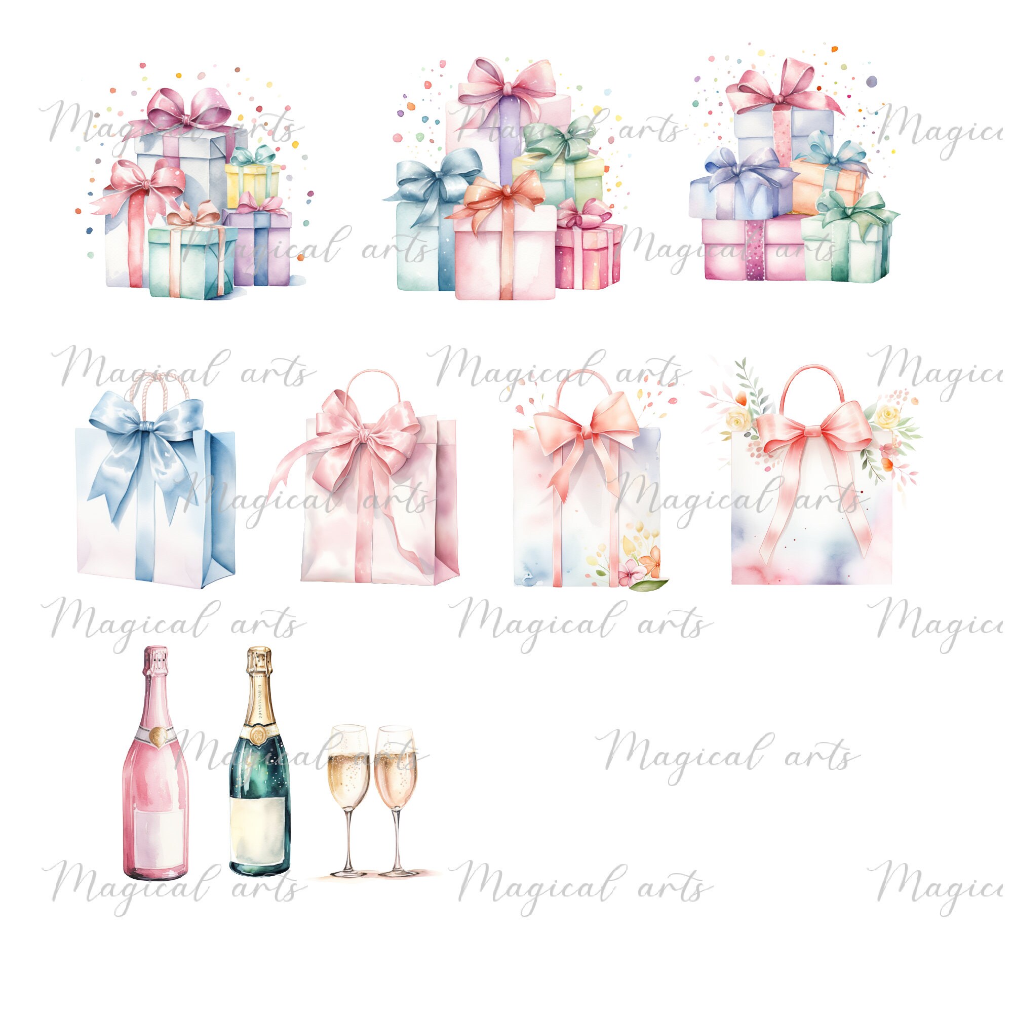 Birthday Party Watercolor Clipart Big Bundle of 84 Pcs in PNG Format ...