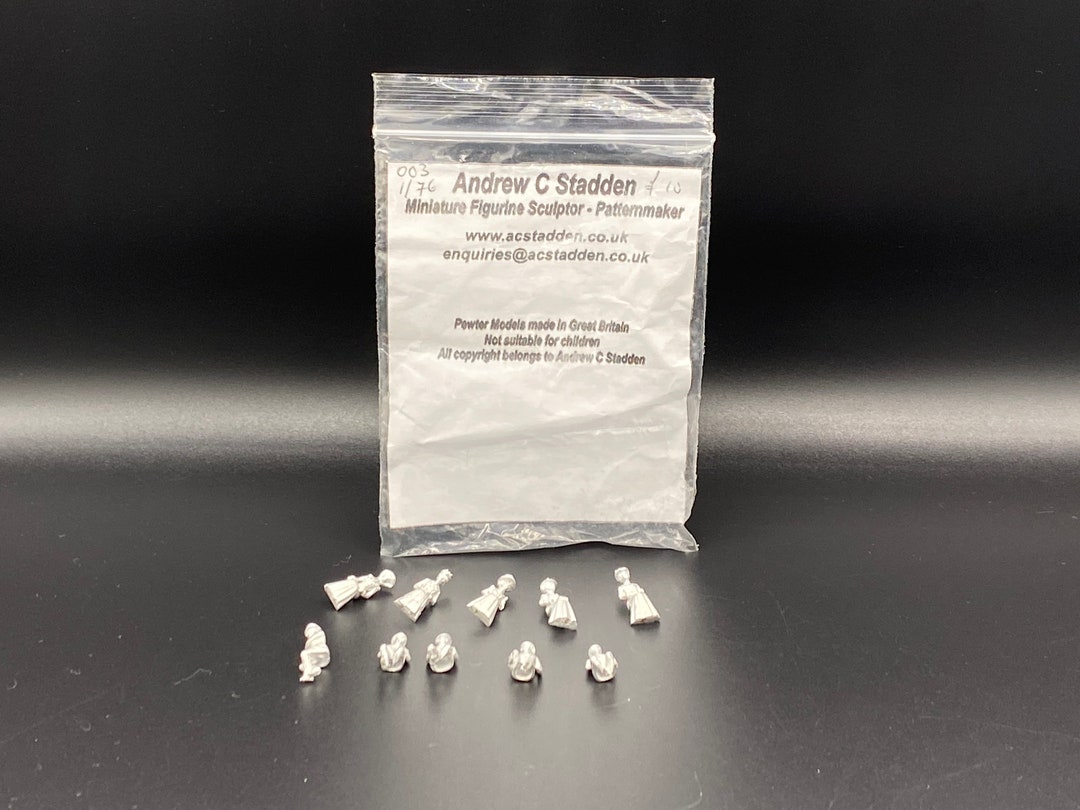 10 Andrew C Stadden Miniature Victorian Pewter Seated Figures, Made in ...