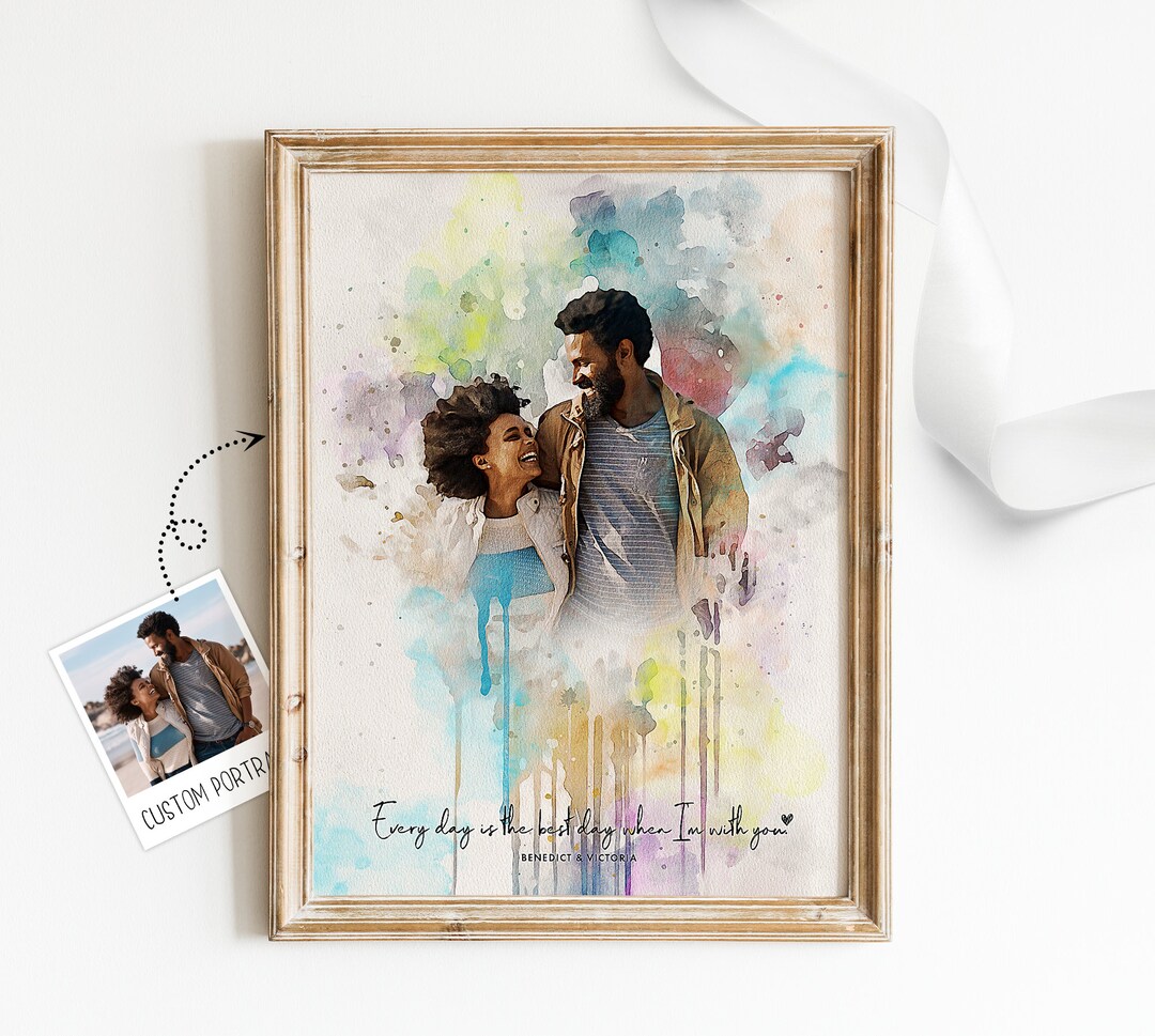 Watercolor Hand Painted Portrait Custom Portrait Gift for Couple ...