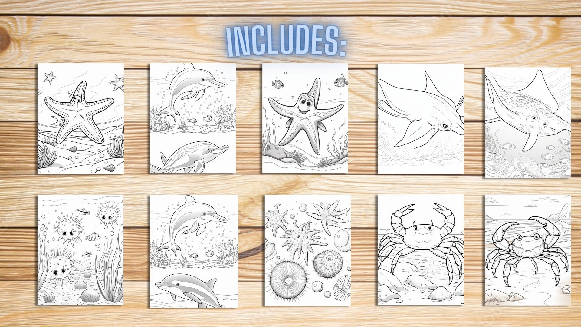 35 Page Printable Sea Animals Coloring Book for Kids Sharks - Etsy