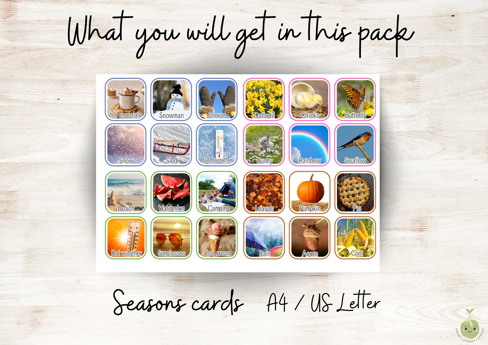 Homeschool Printable Seasons Sorting Activity for Kindergarten - Etsy