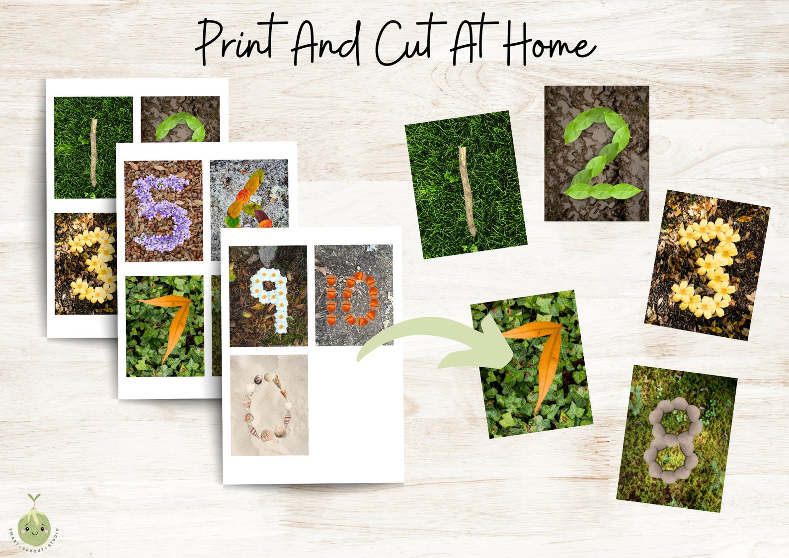 Nature Number Cards Flash Cards Montessori Materials Homeschool Toddler ...