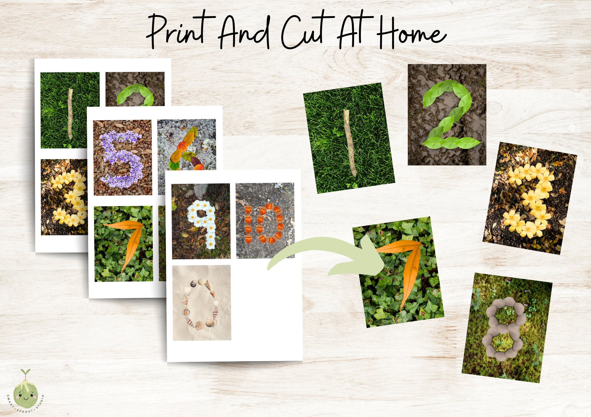 Nature Number Cards Flash Cards Montessori Materials Homeschool Toddler ...