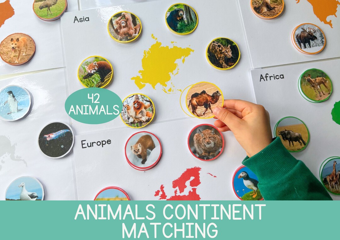 Animal Matching Continent Habitat Unit Study Printable Homeschool ...