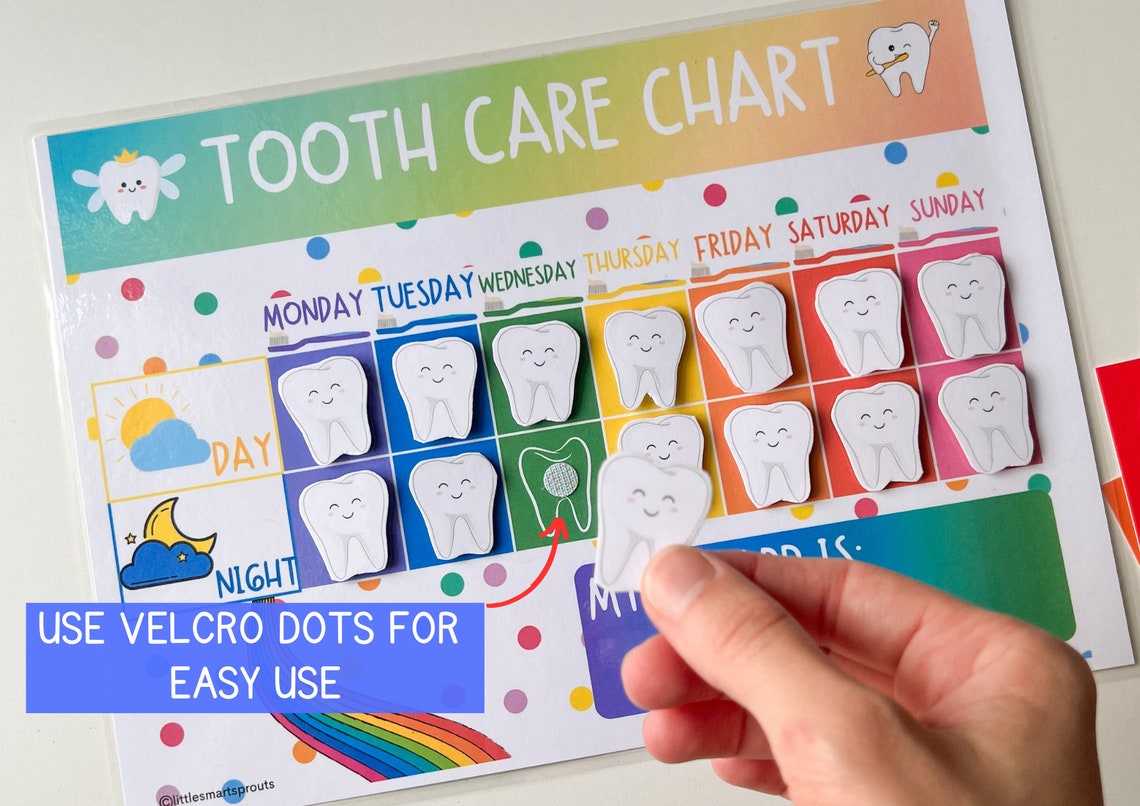 Tooth Brushing Chart Printable Teeth Care Schedule Daily Care Chart for ...