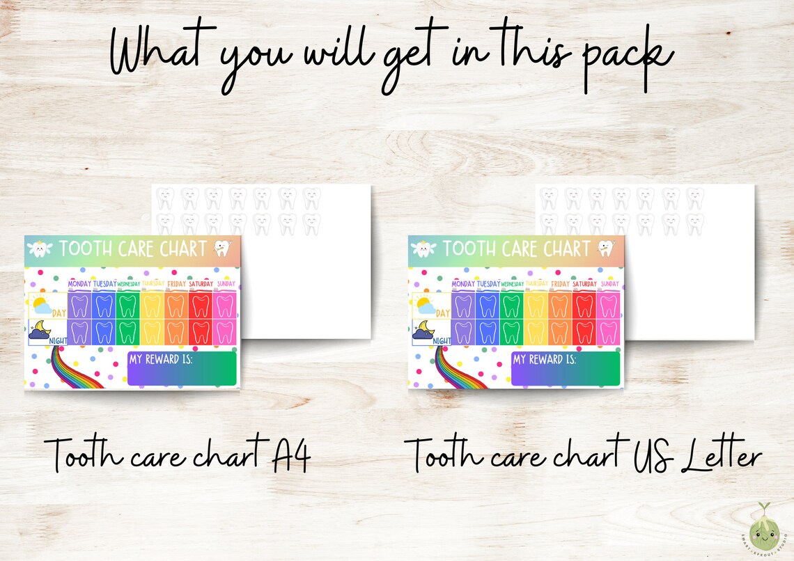 Tooth Brushing Chart Printable Teeth Care Schedule Daily Care Chart for ...