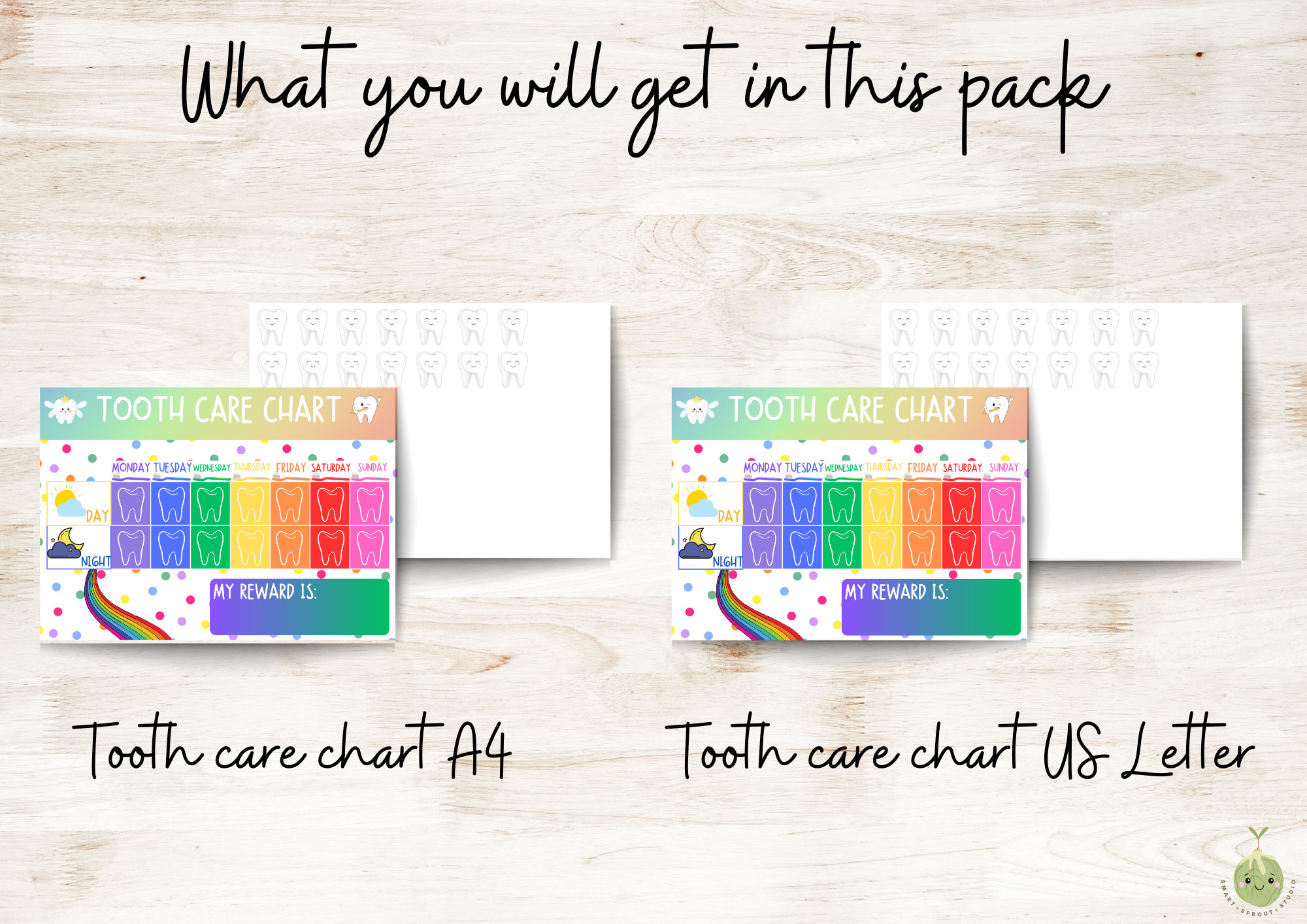 Tooth Brushing Chart Printable Teeth Care Schedule Daily Care Chart for ...