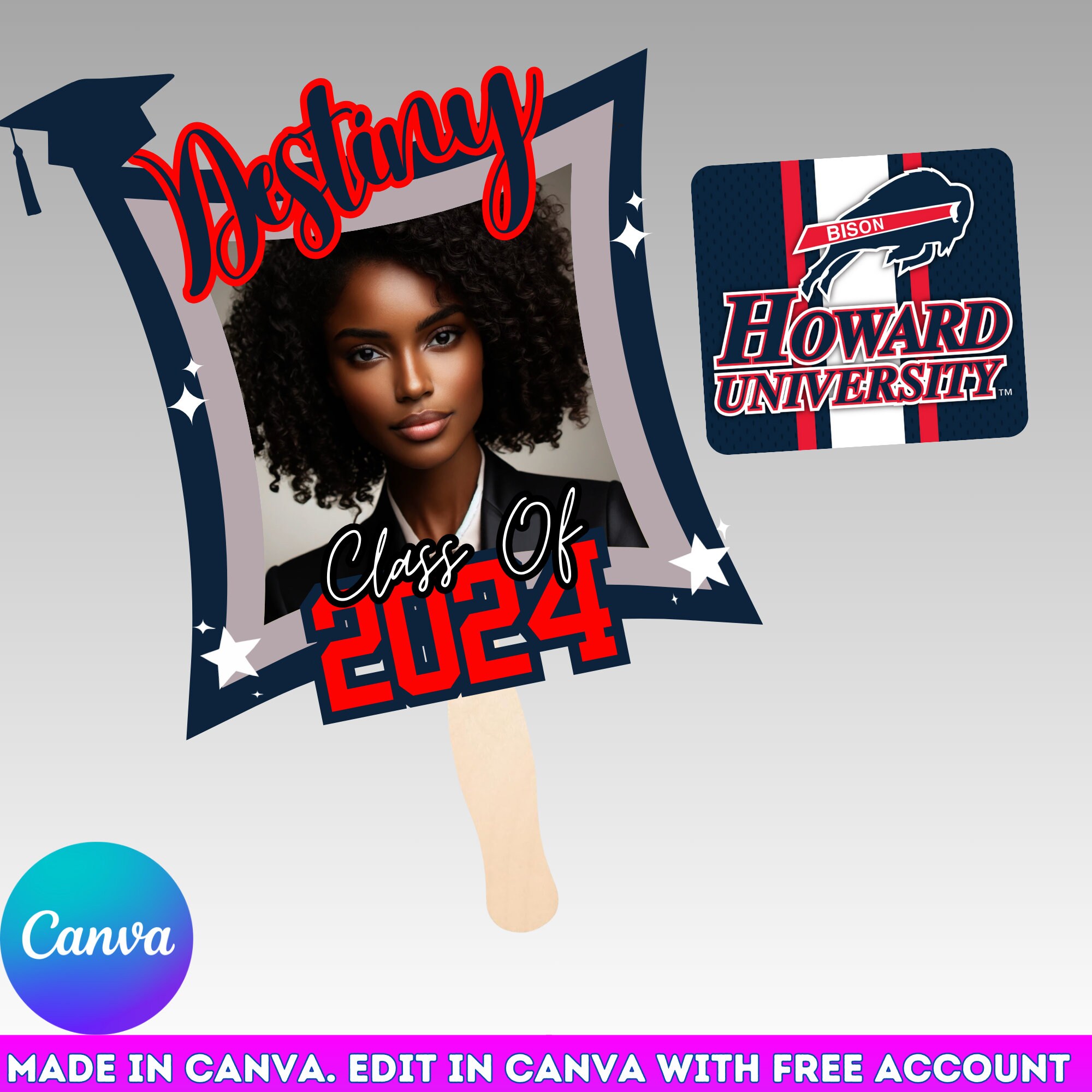 2024 Graduation Fan Bundle - Editable Text and Colors. DIY Handheld ...