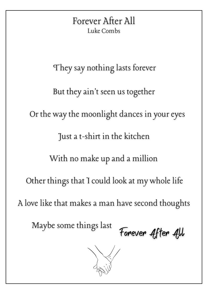 Forever After All. Lyrics Poster Luke Combs. Digital Download Only ...