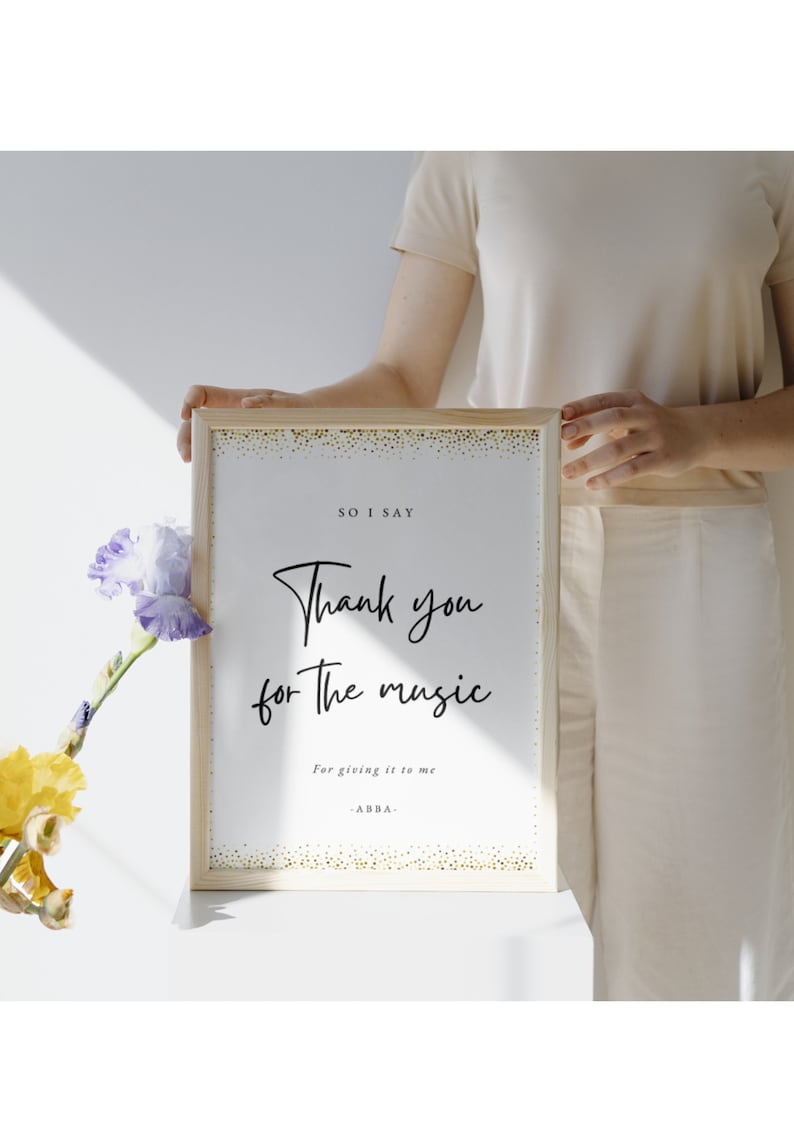 ABBA Quote - Digital Poster -thank You for the Music - - Etsy