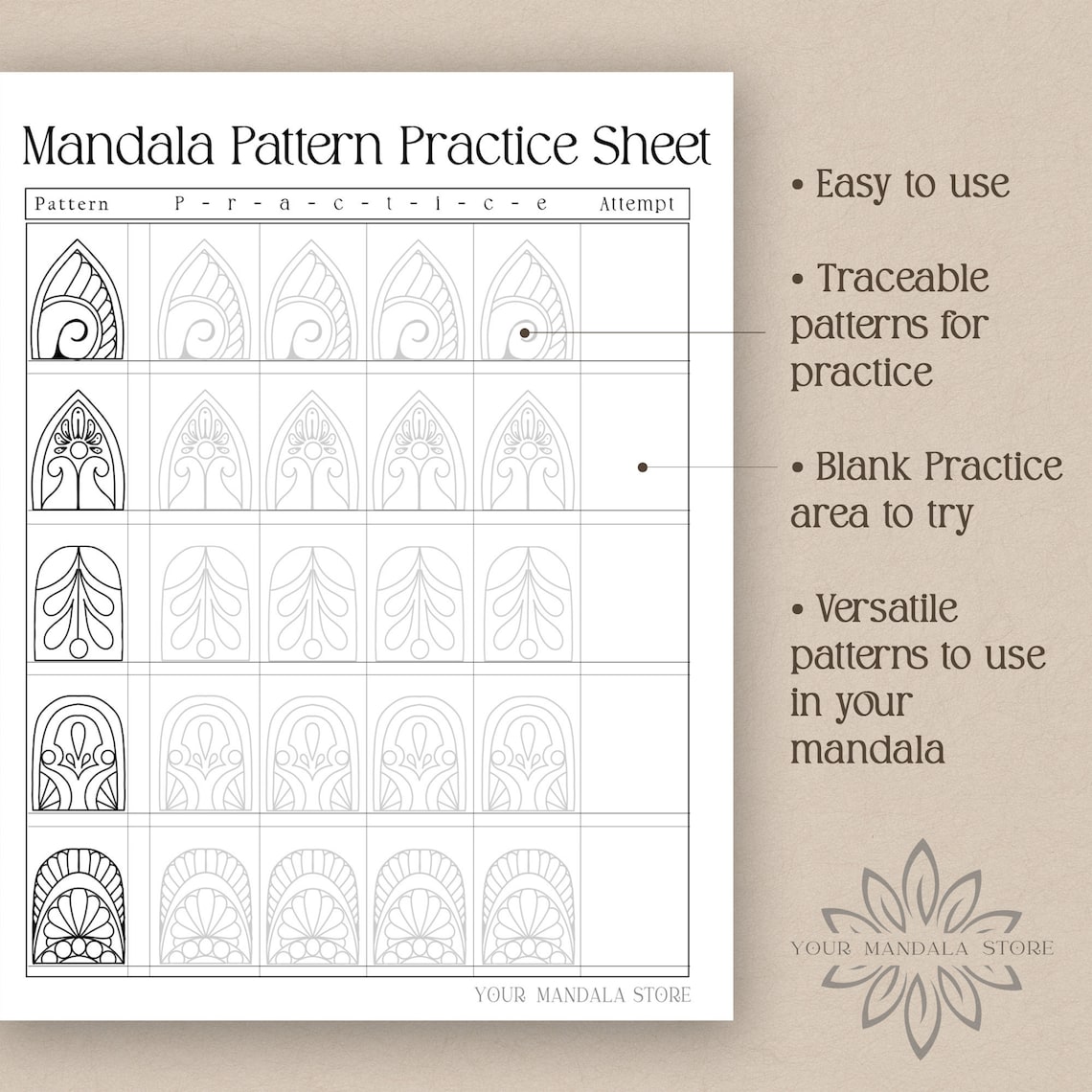 30 Patterns Mandala Pattern Practice Sheets PDF Digital - Etsy