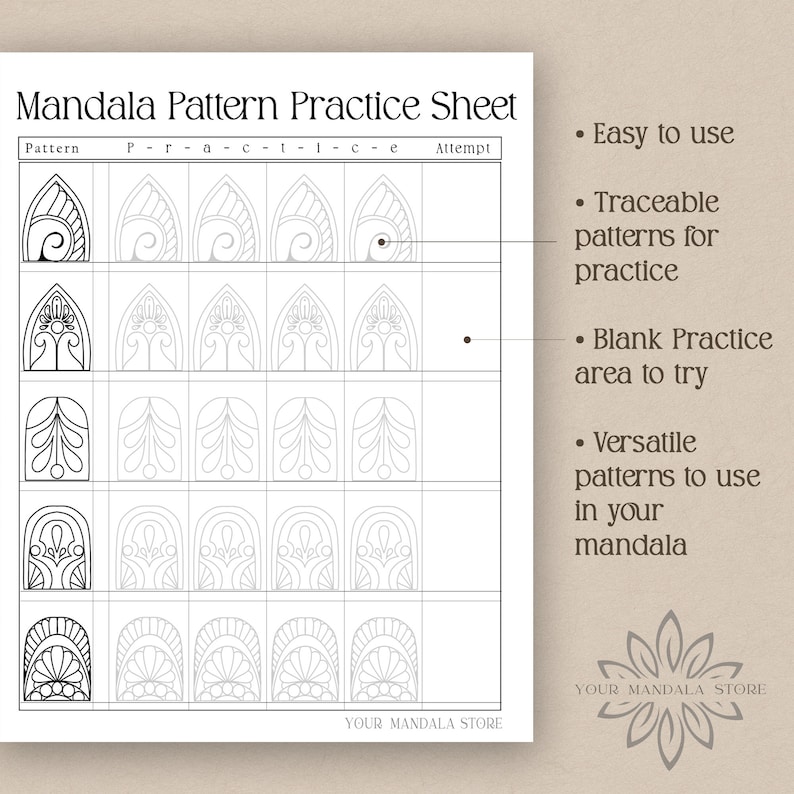 30 Patterns Mandala Pattern Practice Sheets PDF Digital - Etsy