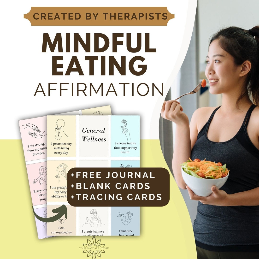 Mindful Eating Affirmation Card for Eating Disorder Recovery Mindful ...