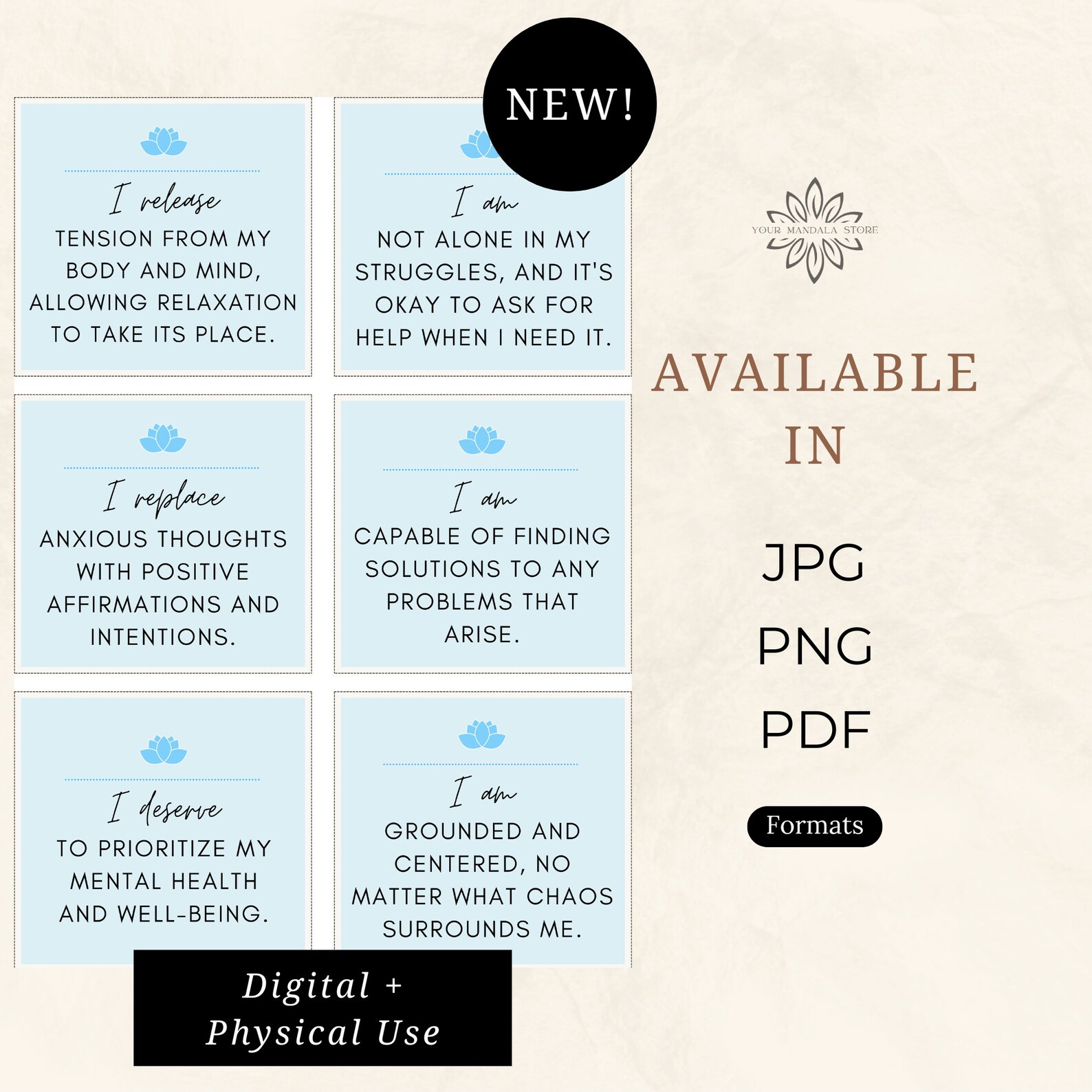 Anxiety Affirmation Card Printable for Mental Health Affirmation Card ...