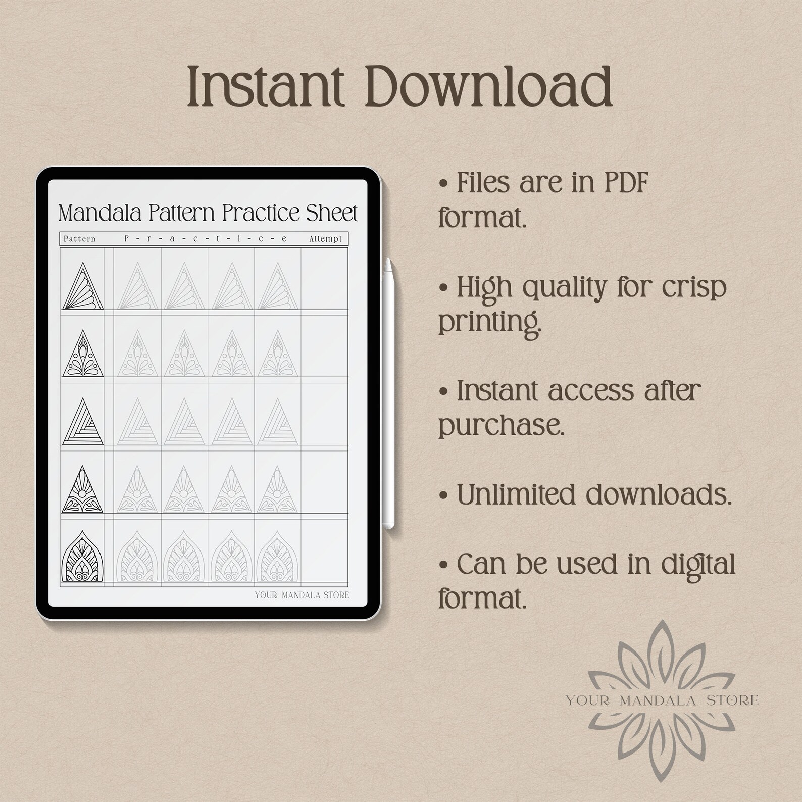 30 Patterns Mandala Pattern Practice Sheets PDF Digital - Etsy