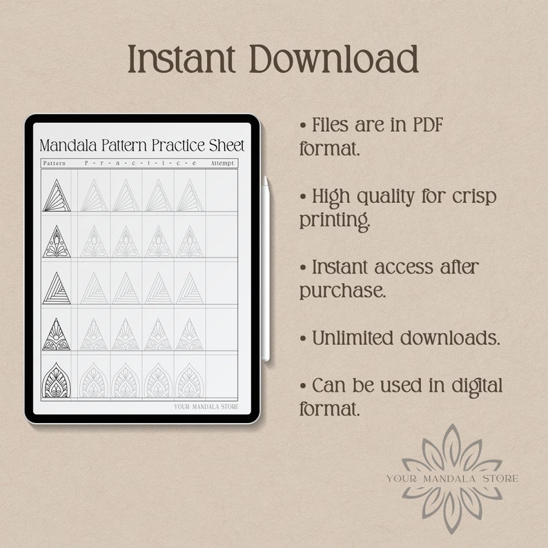 30 Patterns Mandala Pattern Practice Sheets PDF Digital - Etsy