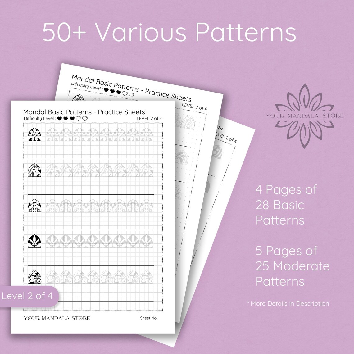 Easy Mandala Pattern Tracing Templates Mandala Printable Digital Mandala Practice Pages for ...
