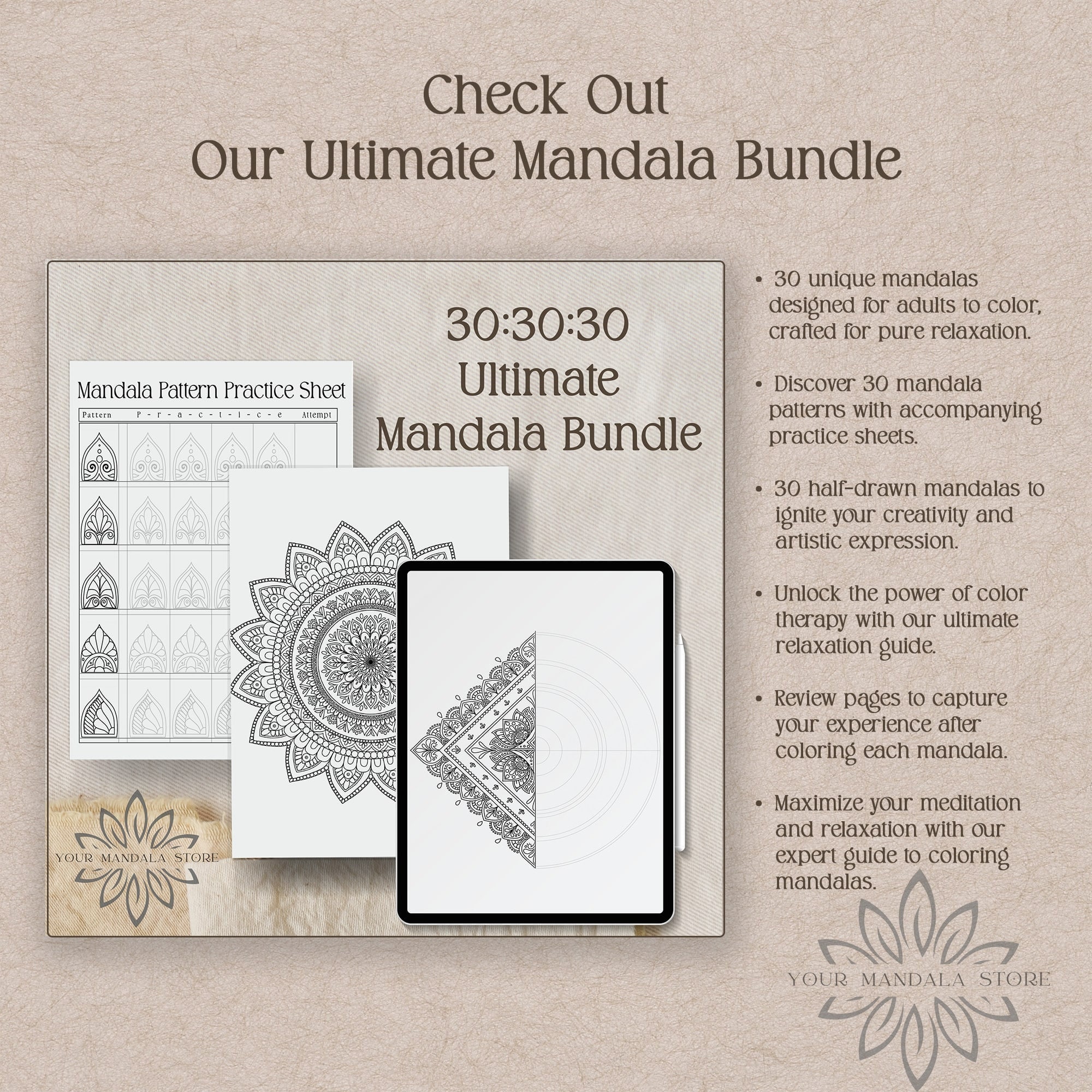 30 Patterns Mandala Pattern Practice Sheets PDF Digital - Etsy